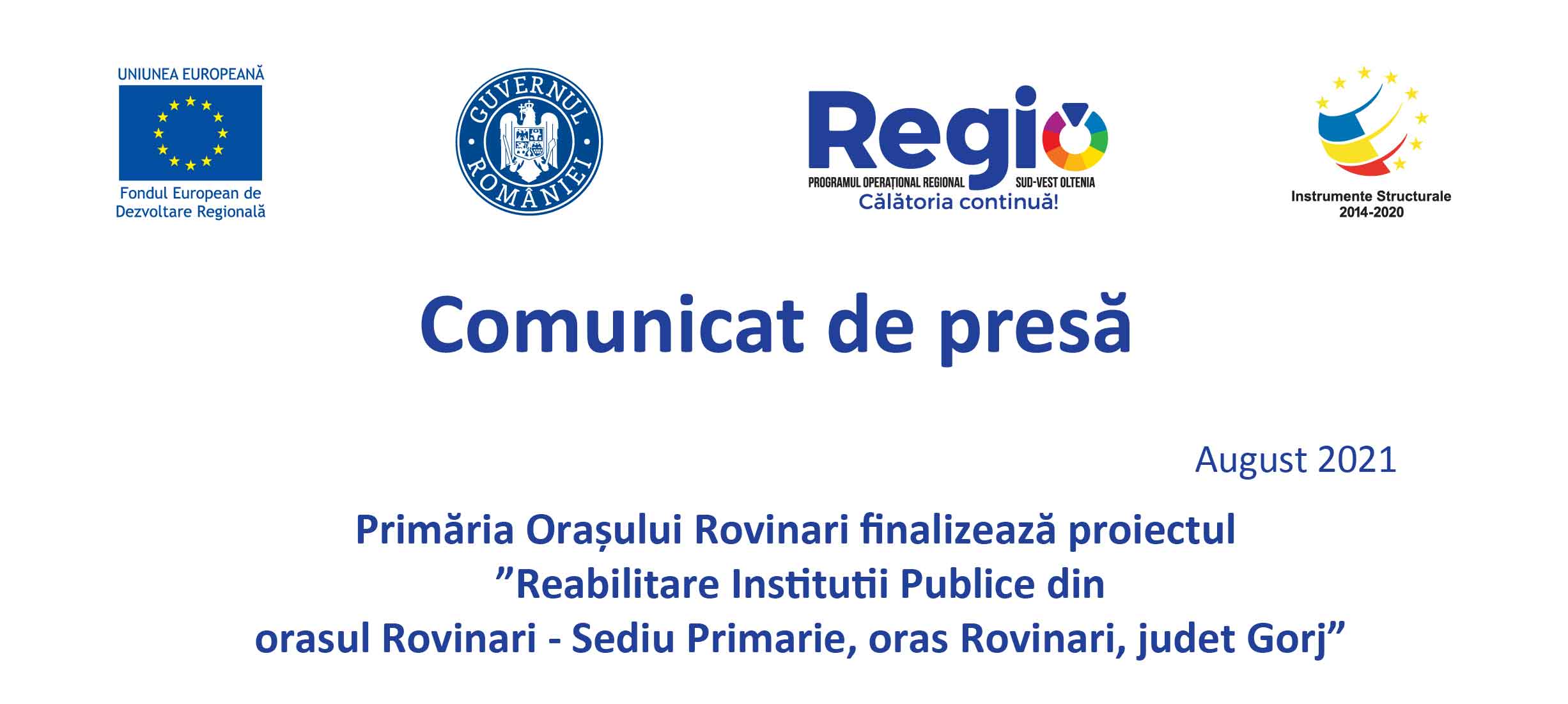Primăria Orașului Rovinari finalizează proiectul ” Reabilitare ...